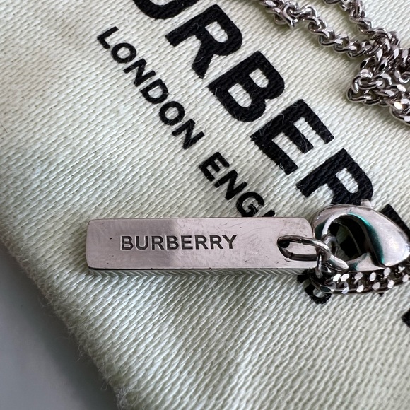 Burberry | Jewelry | Burberry Palladiumplated Logo Pendant Necklace ...